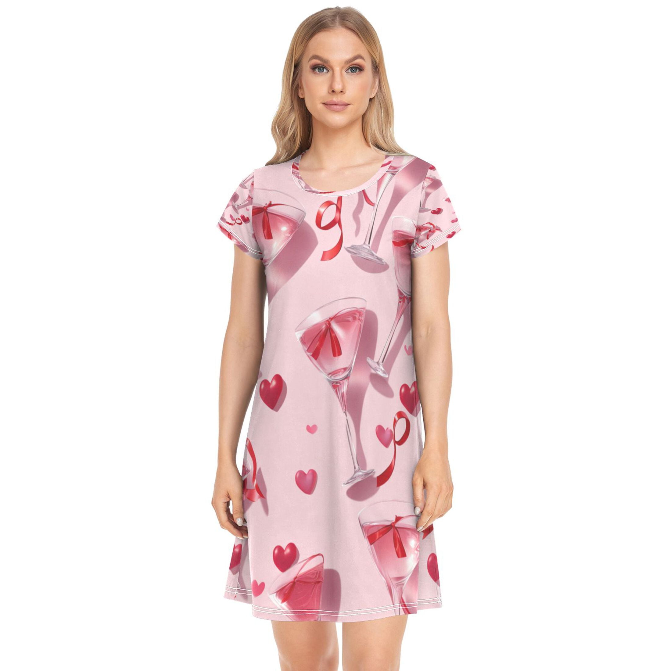 Women's Sleepshirts Red Wine Glass Nightgowns Sleep for Women Soft ...