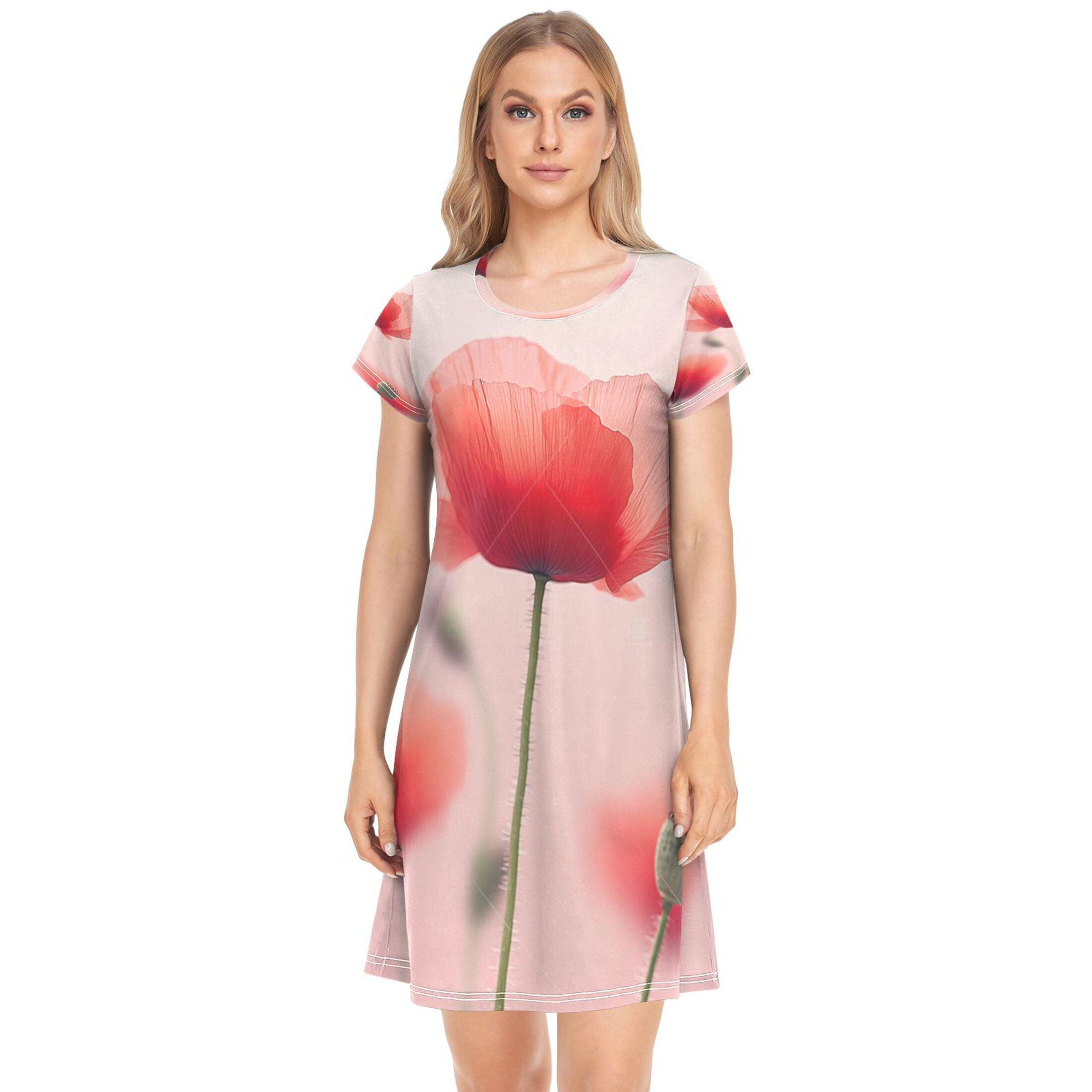 Women's Sleepshirts Romantic Red Flowers Nightgowns Sleep for Women ...