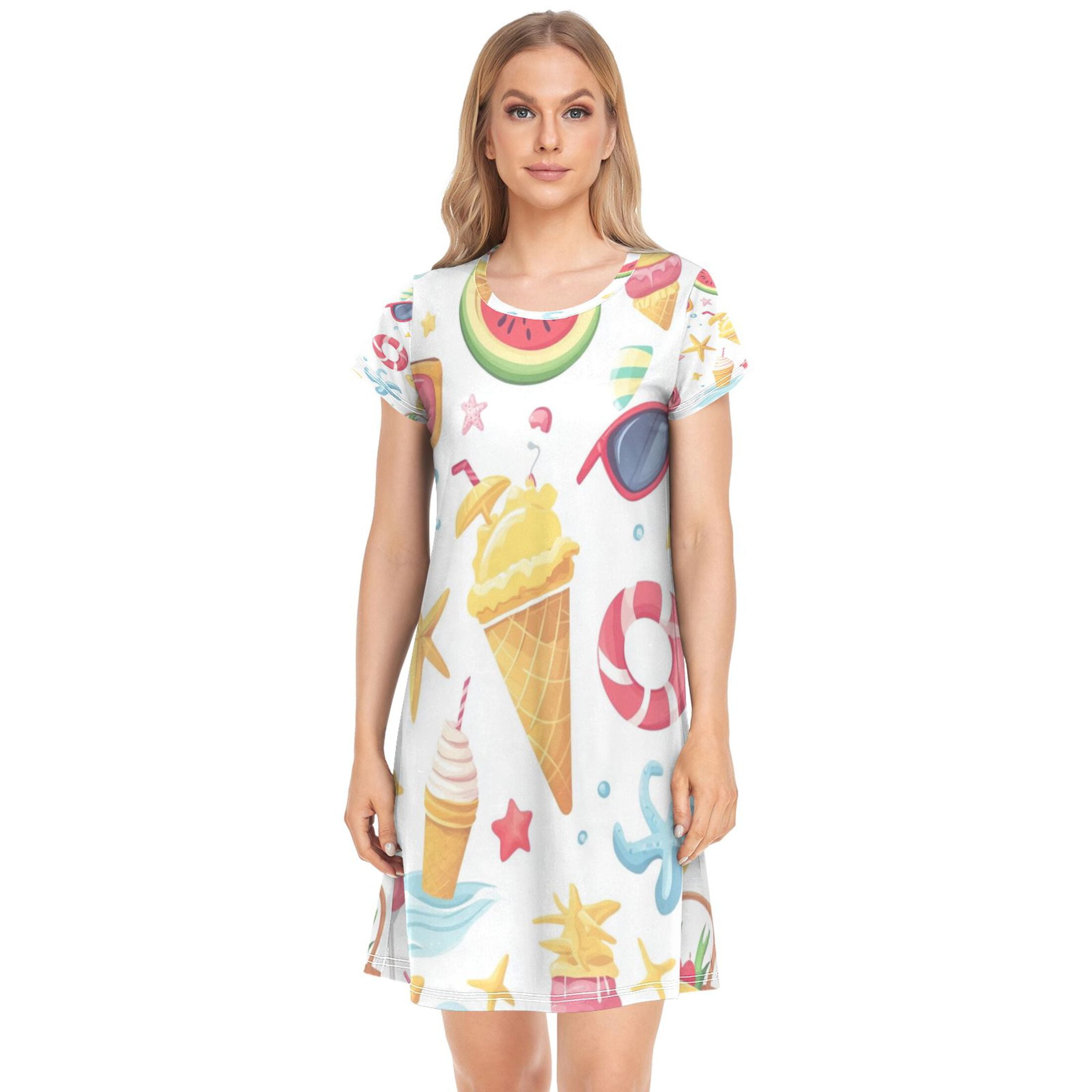 Women's Sleepshirts Summer Beach Elements Nightgowns Sleep for Women ...