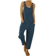 Women's Sleeveless Bib Overalls Suspender Loose Wide Leg Pant Jumpsuits ...