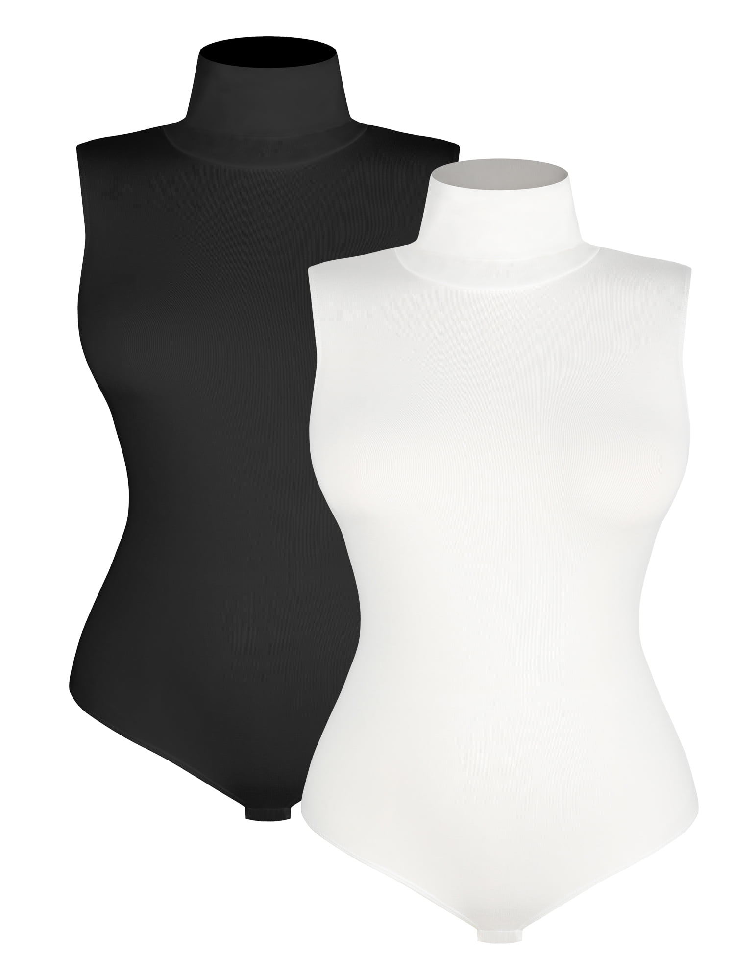 Women’s Sleeveless Long Sleeve Mock Turtle Neck Bodysuit Soft Slim Fit ...