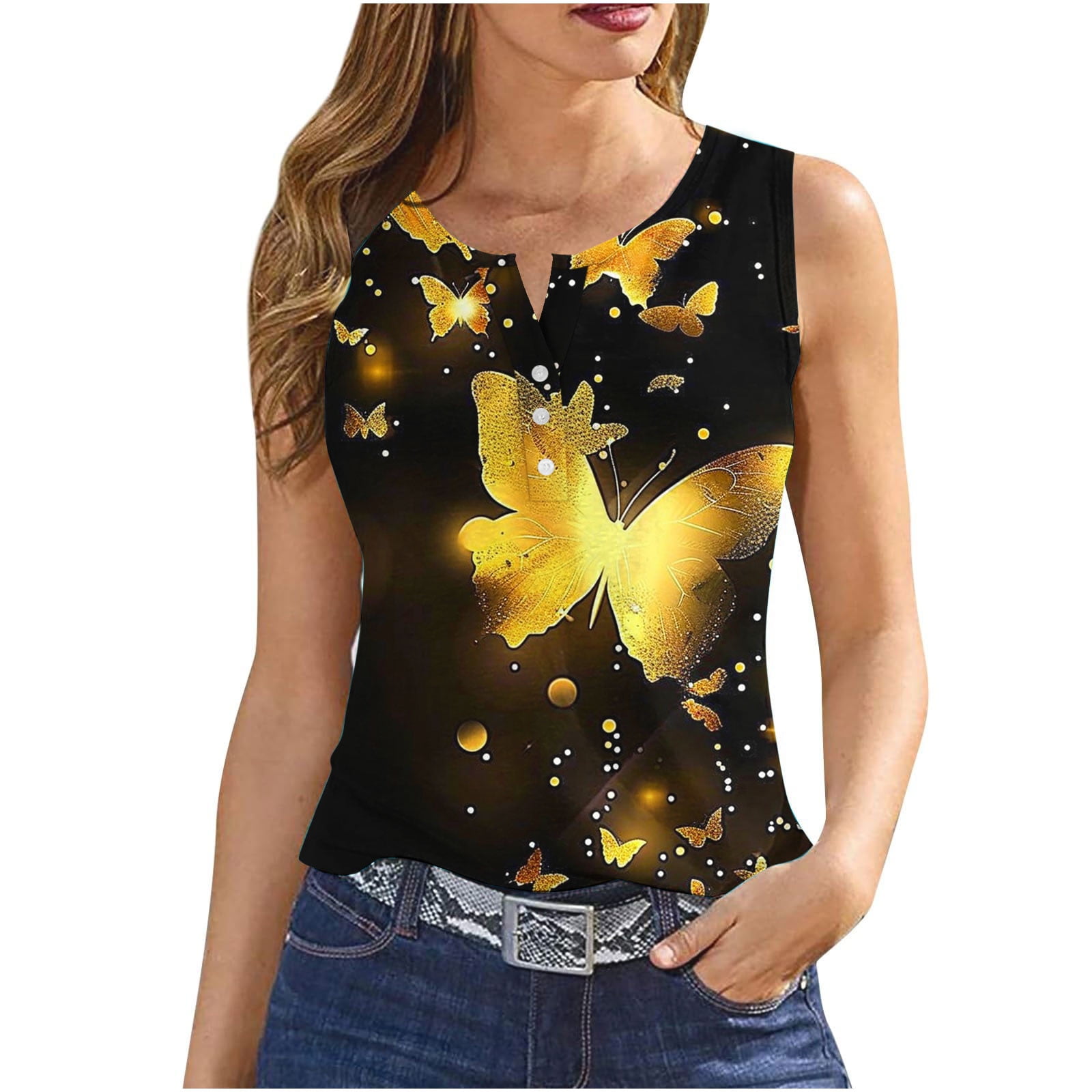 Women's Sleeveless Tunic Tops Loose Fit Flowy Y2K Tops Dressy Casual ...