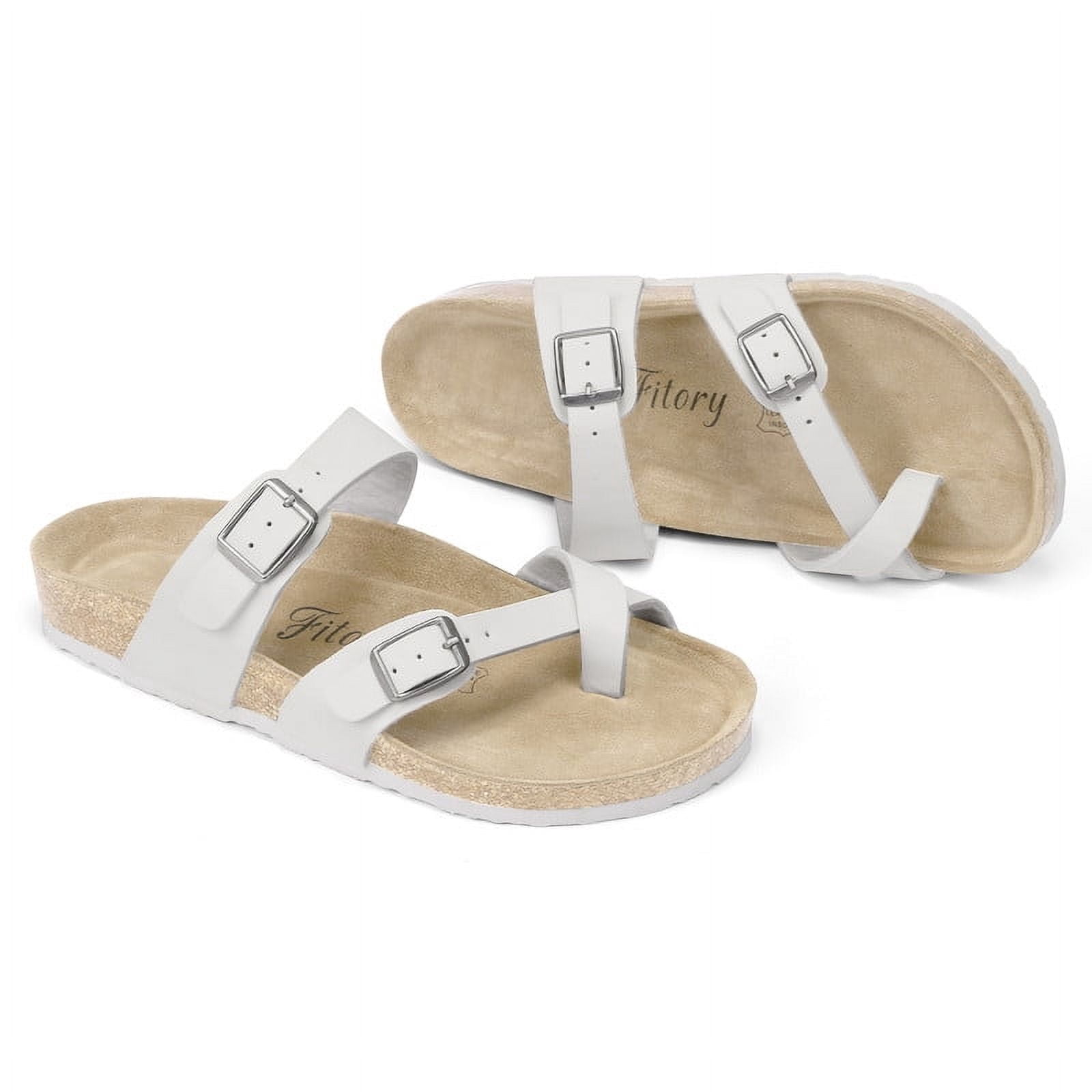 Women's Slide Sandals with Soft Cork Footbed, Comfort Arch Support Flat ...