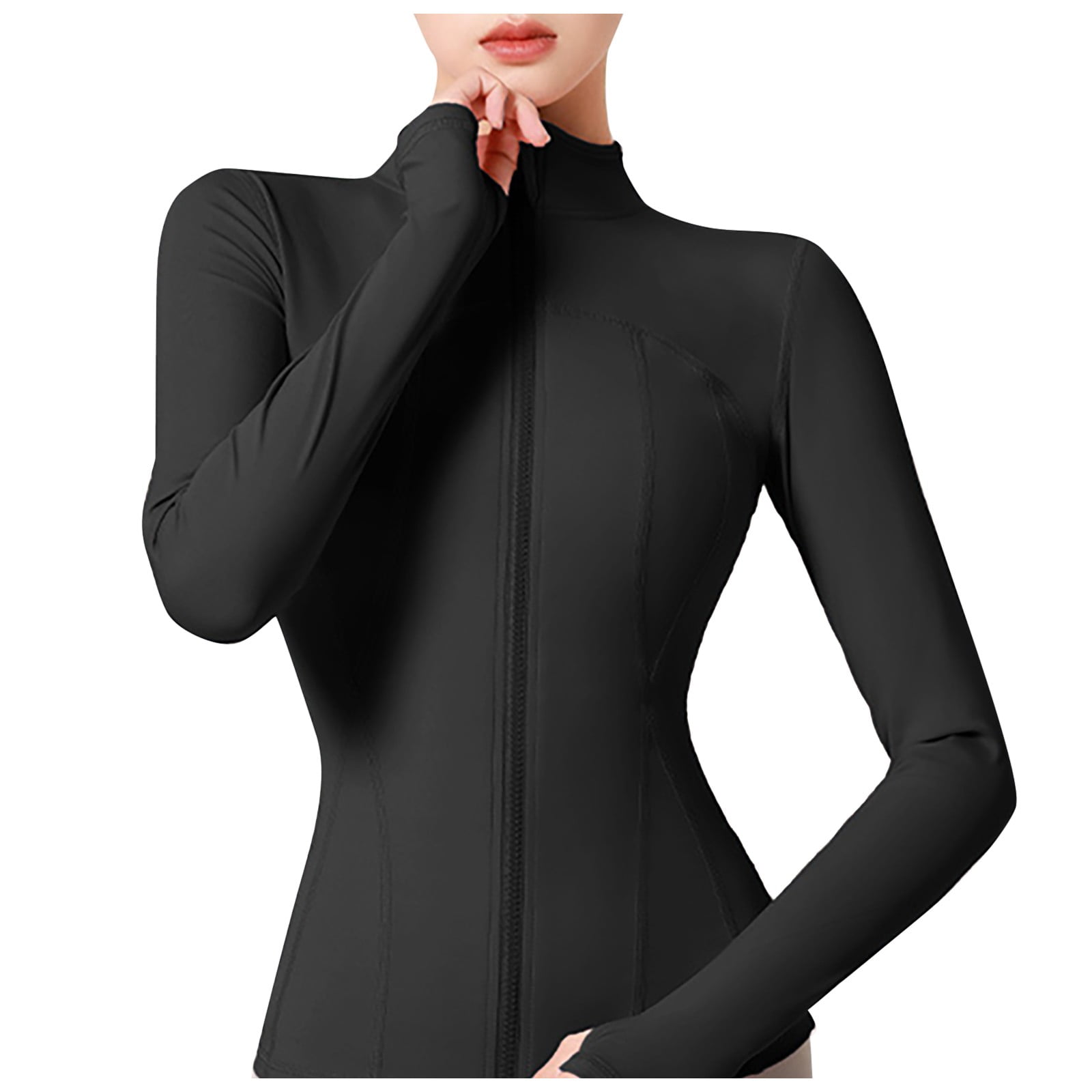 Women's Slim Fit Full Zip Athletic Running Sports Workout Jacket With ...