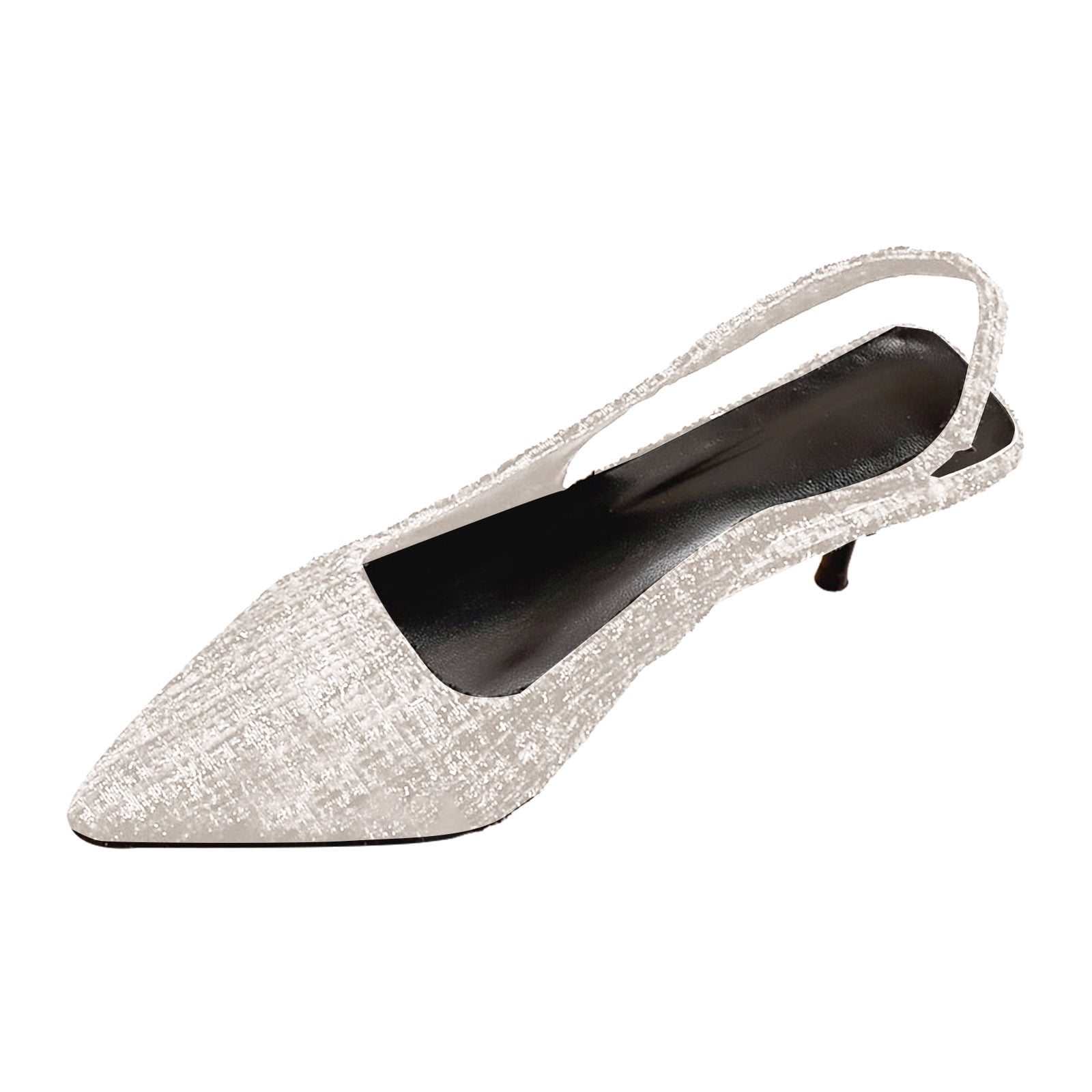 Women's Sling Back Pumps Sandals Glitter Plaid Stiletto Heel Backless ...