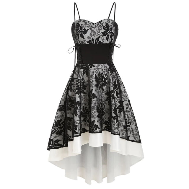 Women's Sling Gothic Dress Lace Cocktail Vintage Steampunk Goth Dress ...