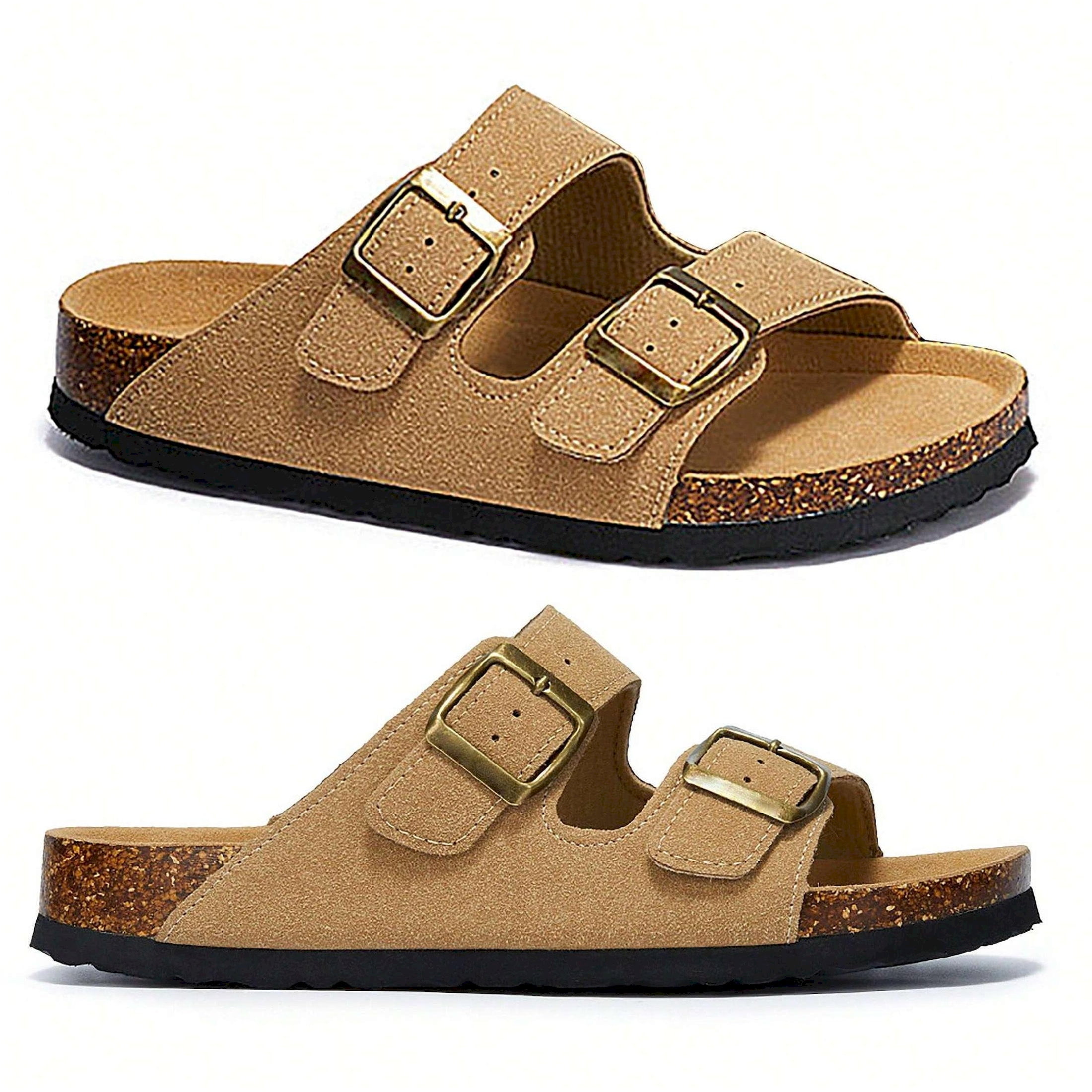 Women's Slip-On Sandals with Adjustable Buckle and Comfort Cork Footbed ...