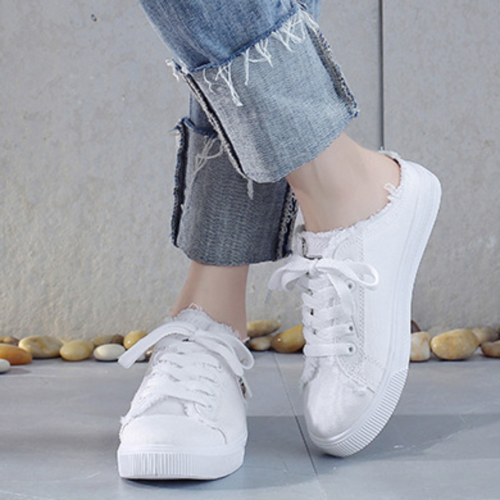 Women’s Slip-On Shoes, Wide Canvas Mules with Memory Foam Insole ...