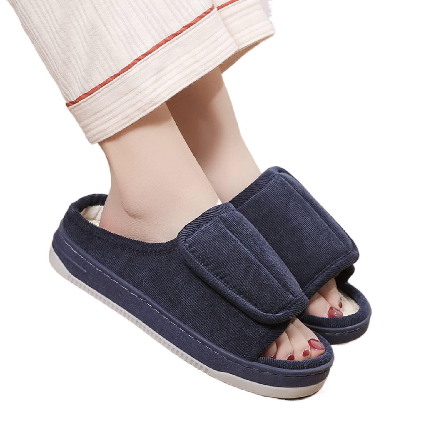 Women's Slippers Flax Slip on Mules Clogs, Adjustable Closure Diabetic ...