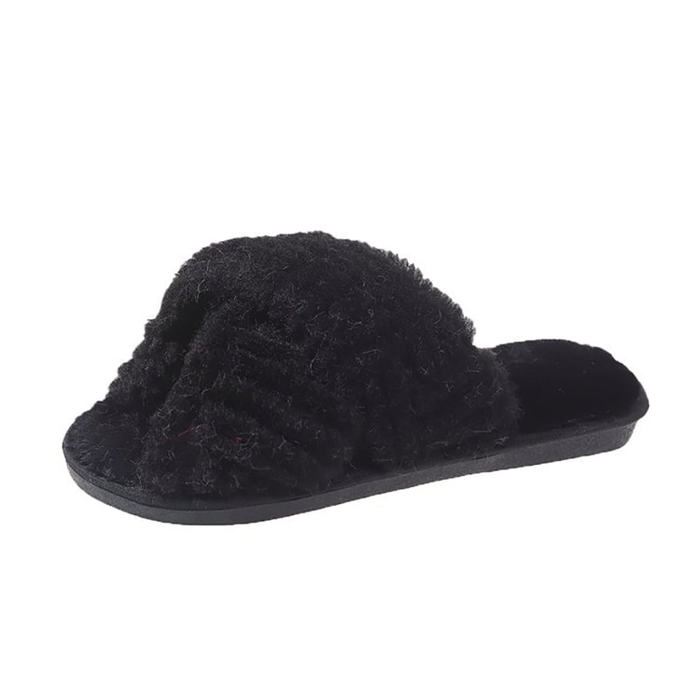 Women's Slippers，Open Toe Slippers for Womem，Cozy Plush Bedroom Shoes ...