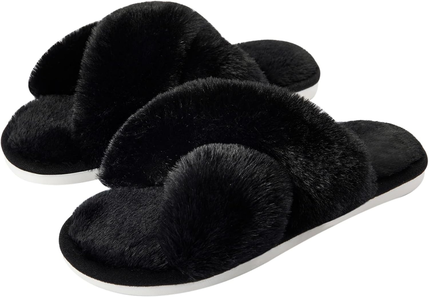 Women's Slippers,Soft And Fluffy House Slippers,Keep Warm Cross Band ...