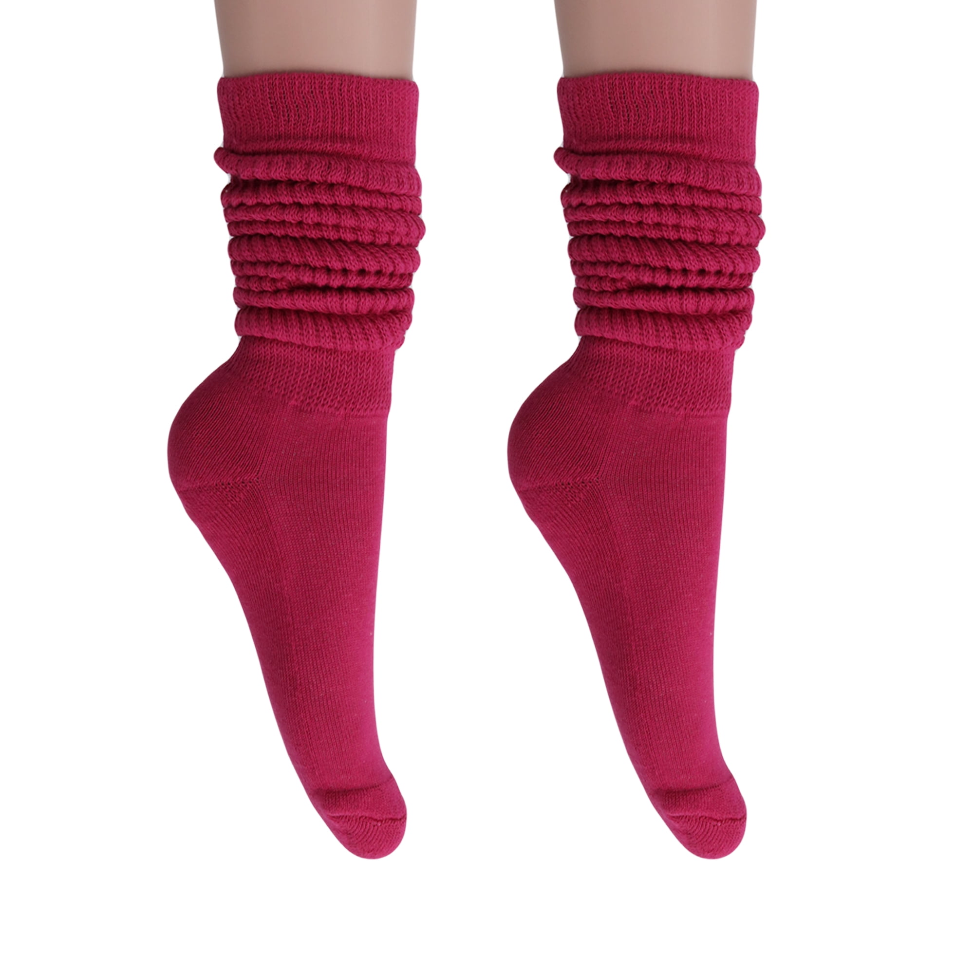 Women's Extra Long Slouch Socks Knee High Cotton Blend Pack of 2 Shoe ...