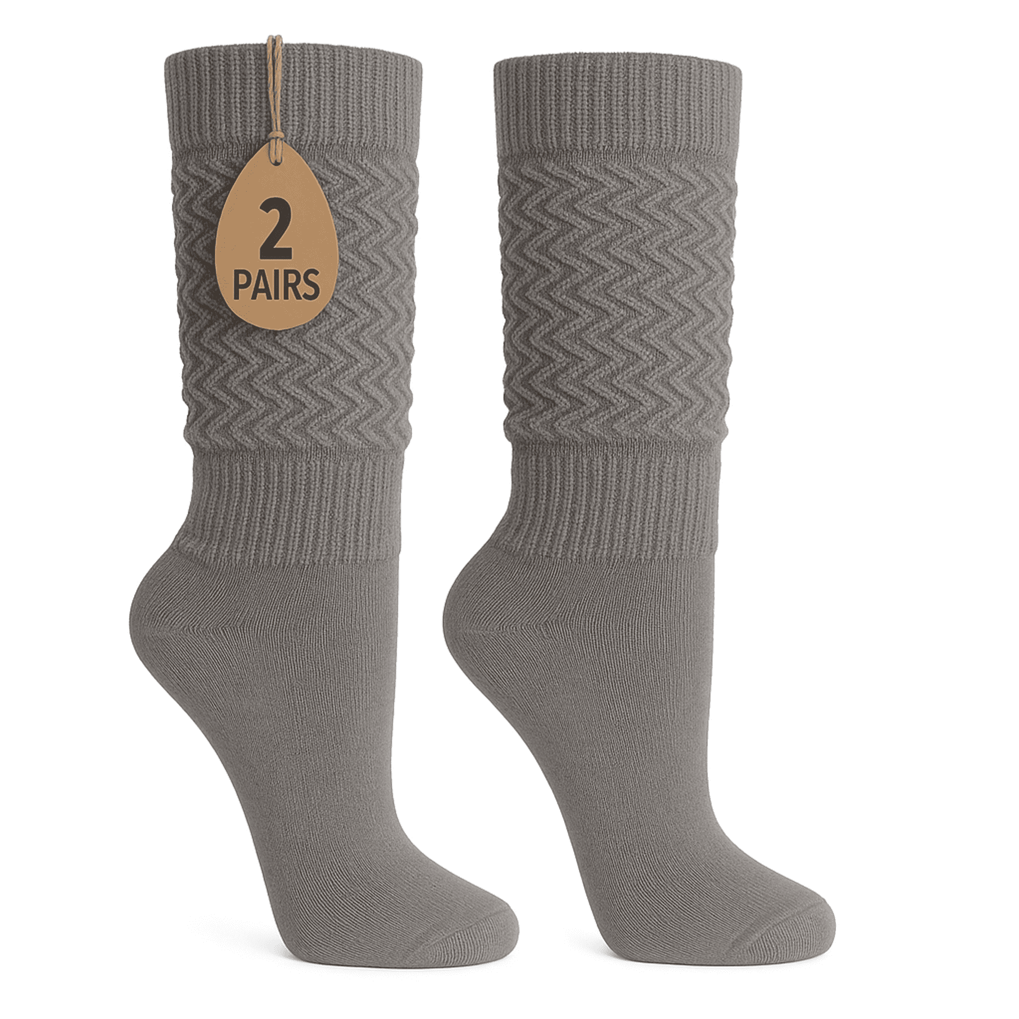 Women's Extra Long Slouch Socks Knee High Cotton Blend Pack of 2 Shoe ...