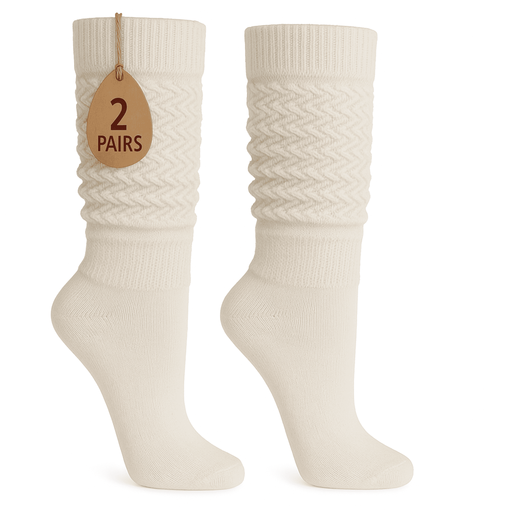 Women's Extra Long Slouch Socks Knee High Cotton Blend Pack of 2 Shoe ...