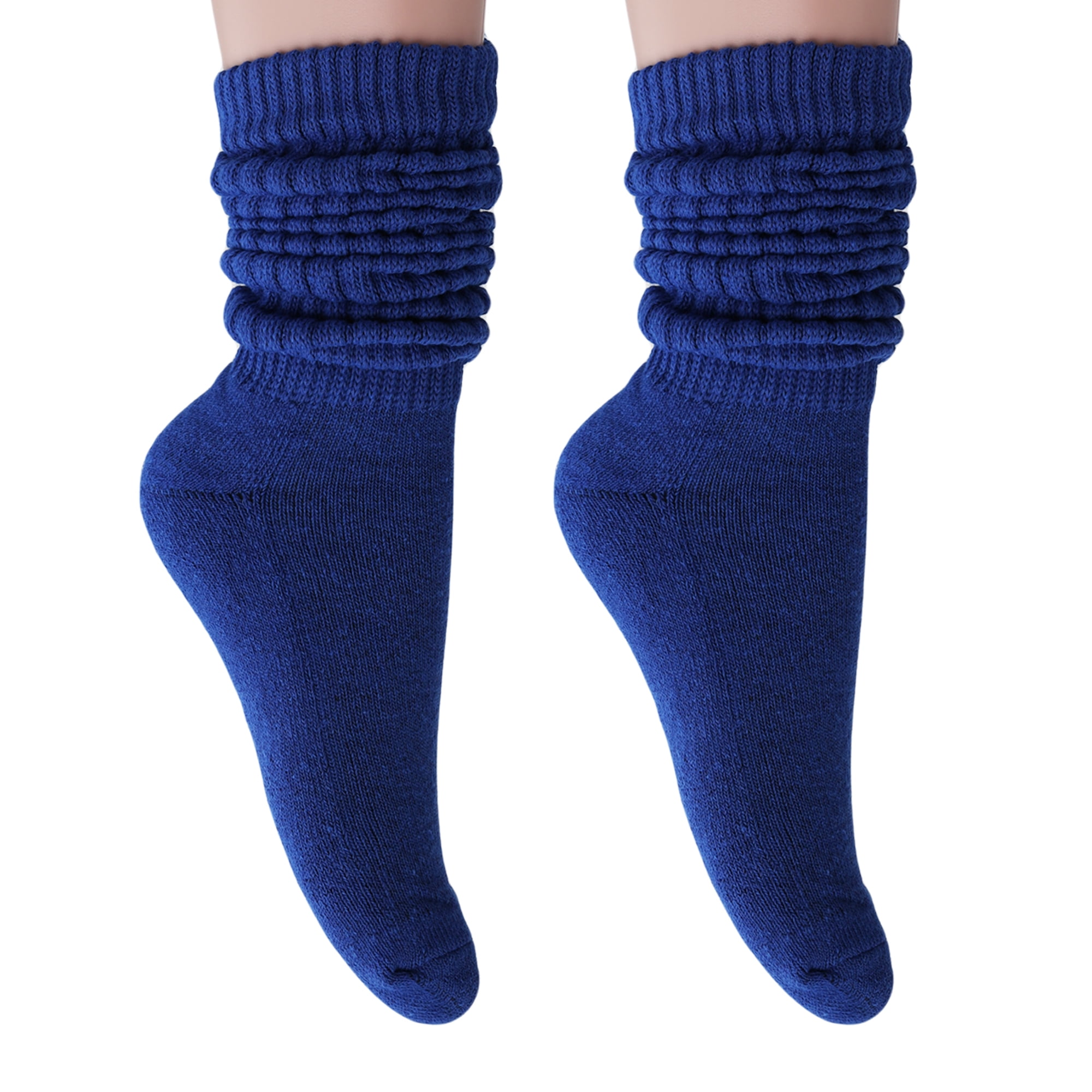 Women's Extra Long Slouch Socks Knee High Cotton Blend Pack of 2 Shoe ...