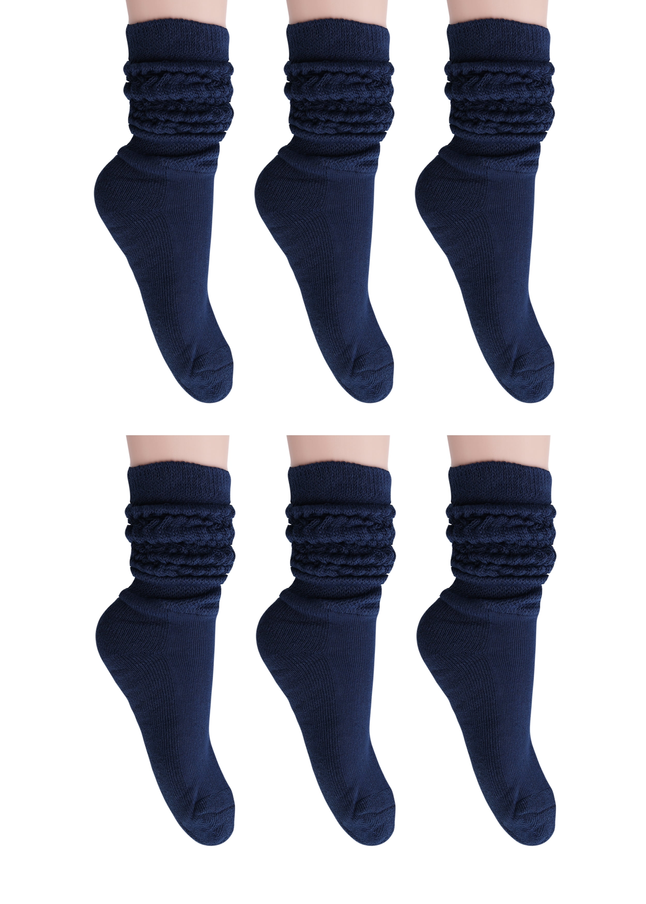 Women's Extra Long Knee High Slouch Scrunch Socks Cotton Blend 28 ...