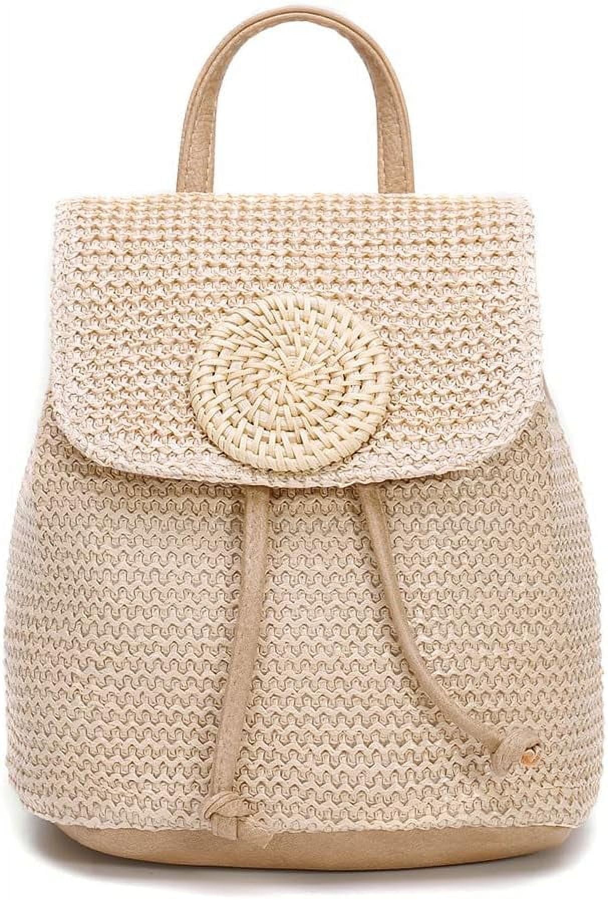Women's Small Straw Rucksack Summer Handmade Weaving Beach Bag ...