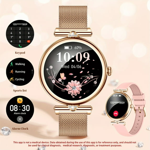 Women's Smart Watch with Phone, 1.28" AMOLED Touch Screen, Borderless ...
