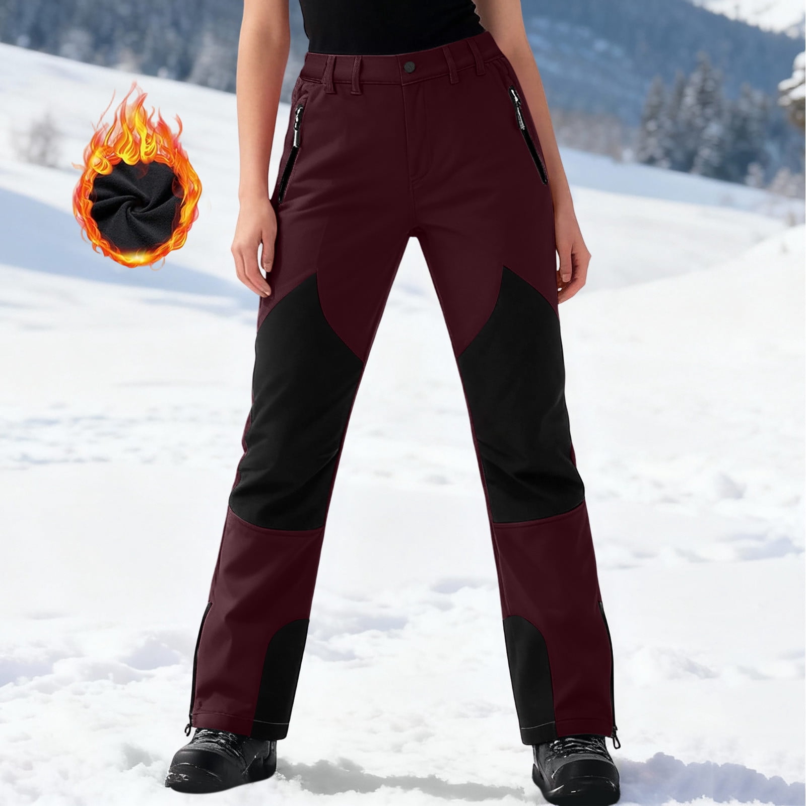 Women's Snow Pants, Windproof Waterproof Insulated Fleece Lined Thermal ...