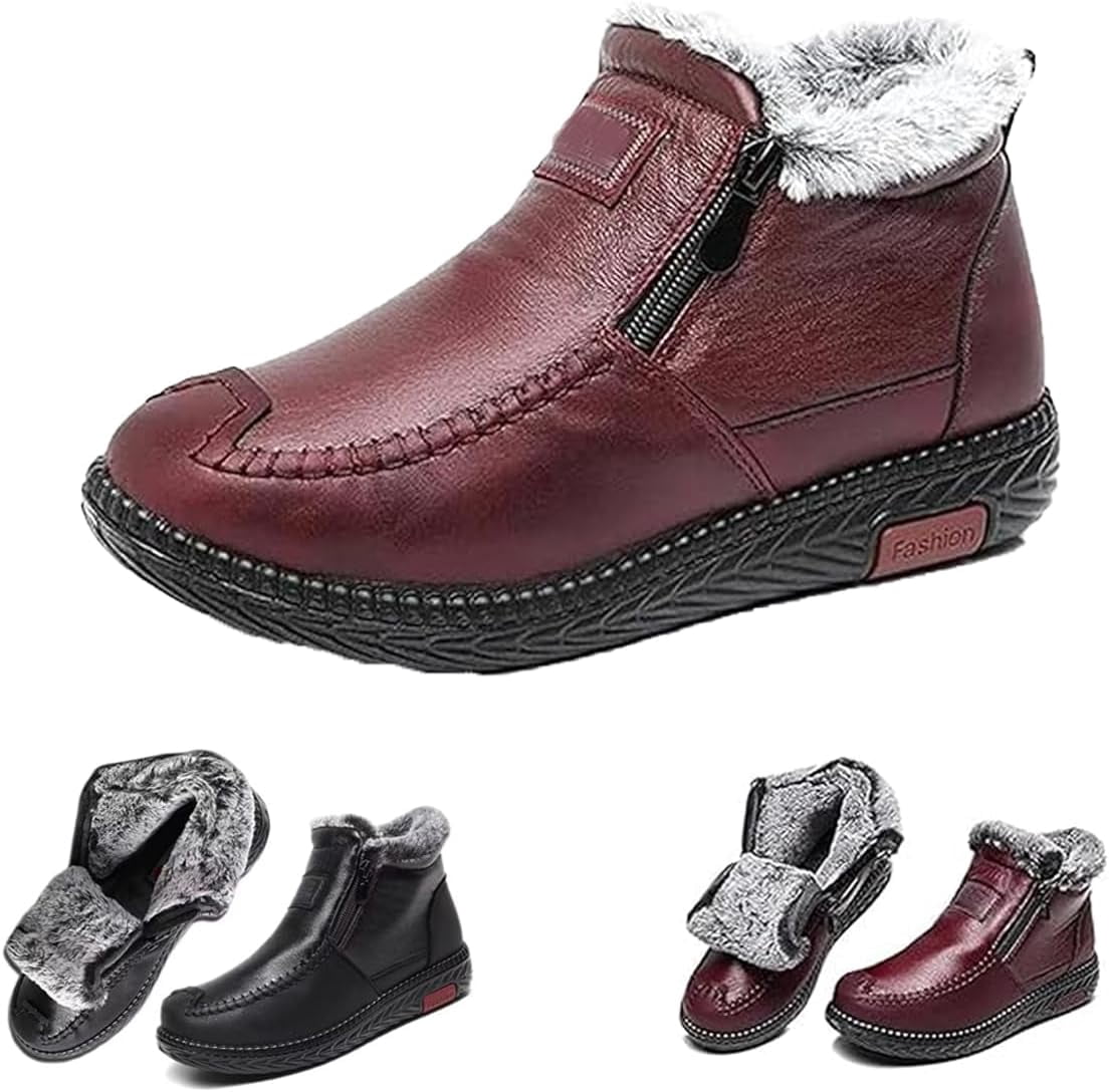 Women's Snow shoes - Waterproof Winter shoes with Zipper | Anti-Slip ...
