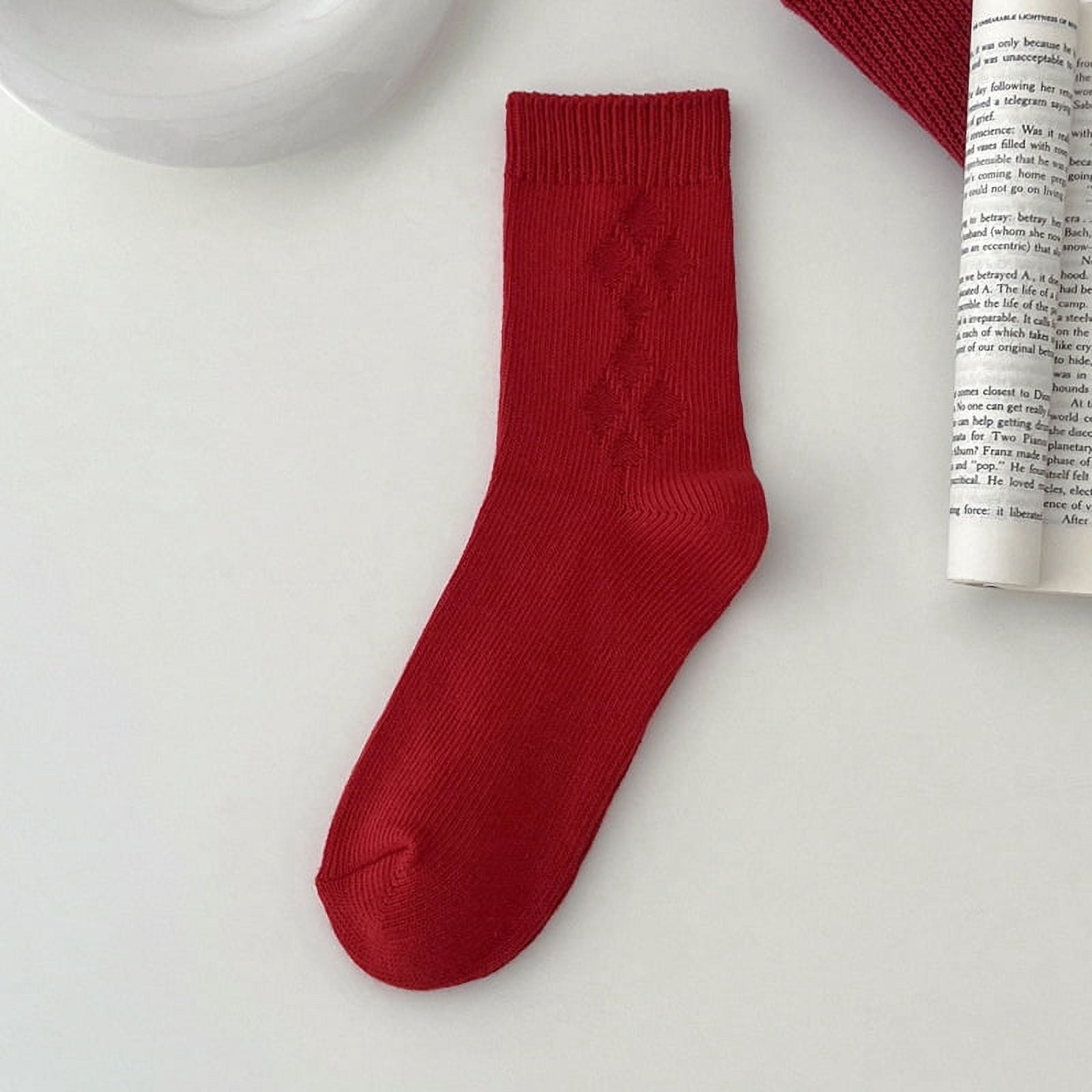 Women's Socks Cotton Breathable Christmas New Year Red Socks For Girls ...