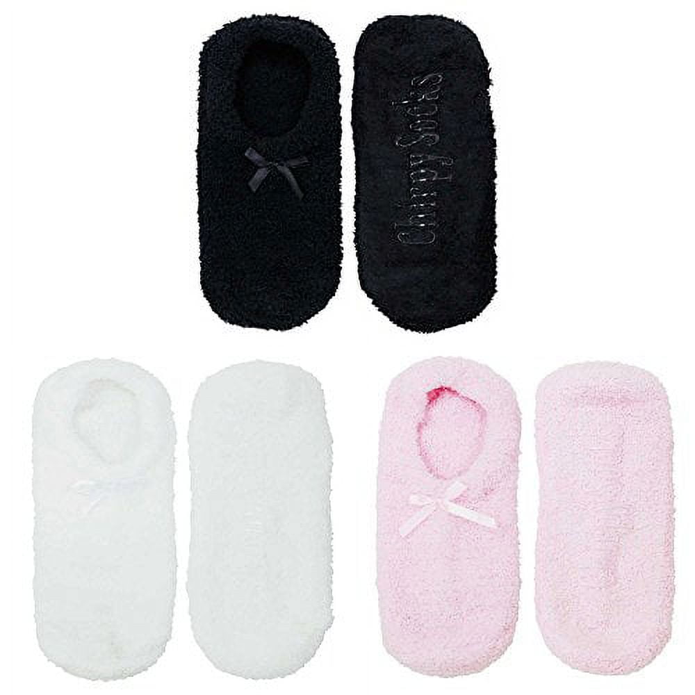 Women's Soft Breathable Fuzzy Cozy Footies Travel Home Socks with Non ...