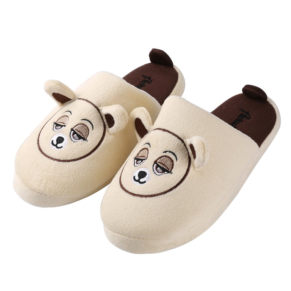 Women's Soft Cozy Slip-On Plush Luxury Home Warm Cute Bear Slippers ...