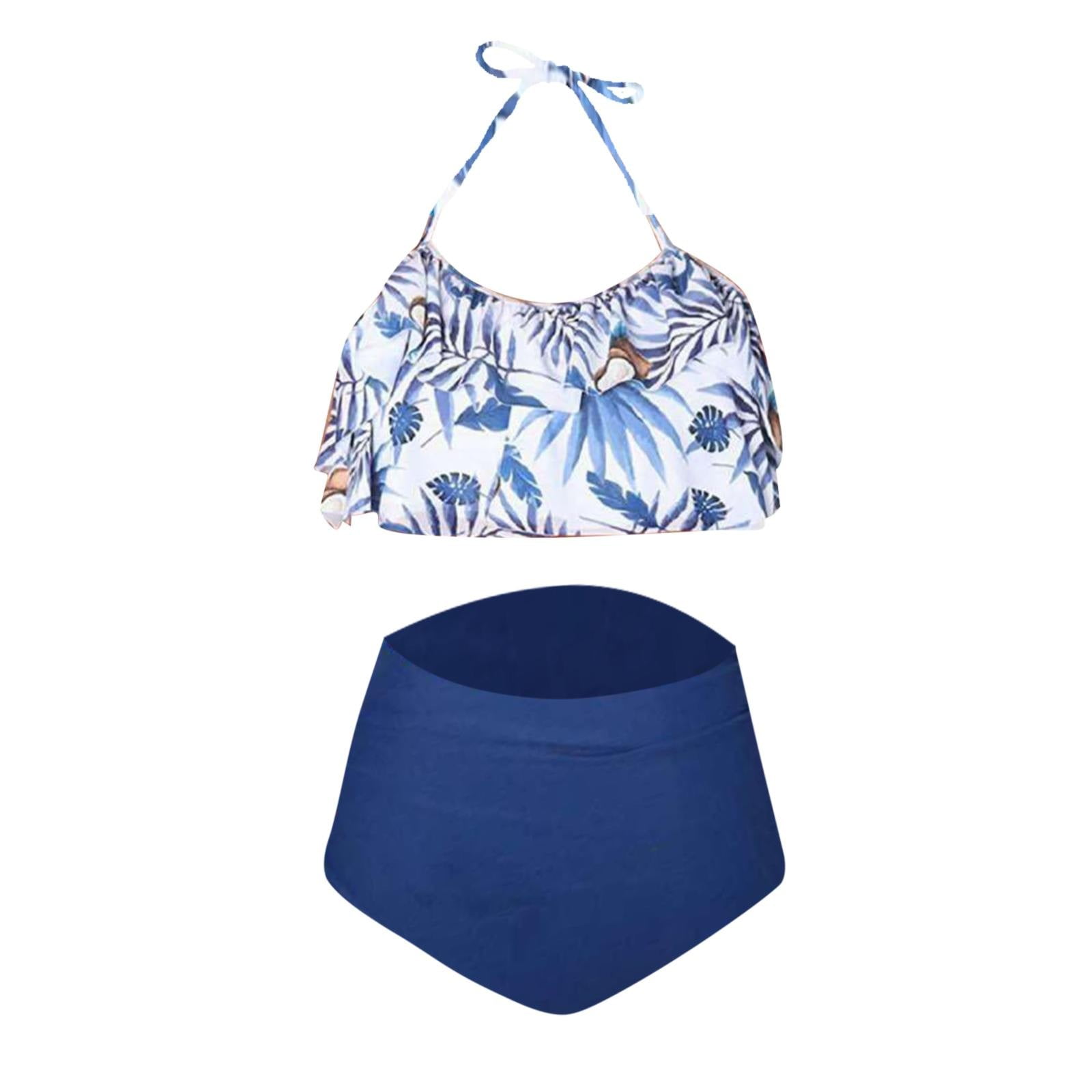Womens Soft Crossover Swimsuits Summer Casual High Waist Retro