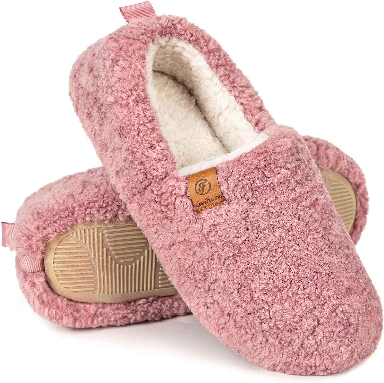 Women’s Soft Curly Full Slippers Memory Foam Lightweight House Shoes ...