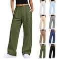 Women's Soft Fabric Elastic Waist Wide Leg Pants, Straight Tube Casual ...