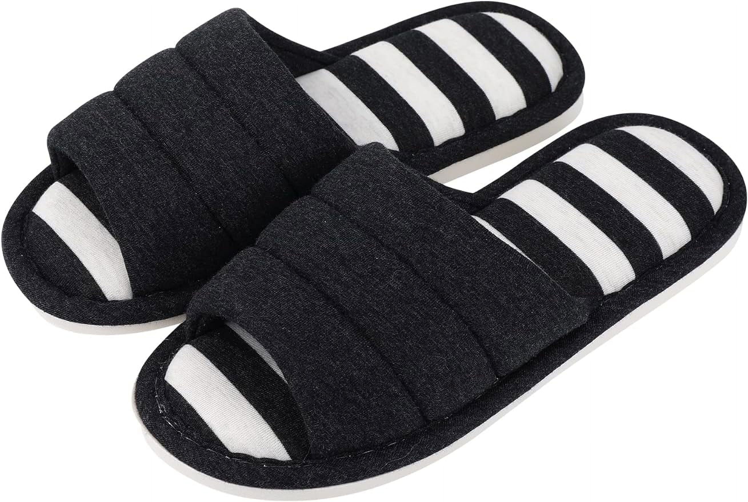 Women's Soft Indoor Slippers Open Toe Cotton Memory Foam Slip on Home Shoes House Slippers ...