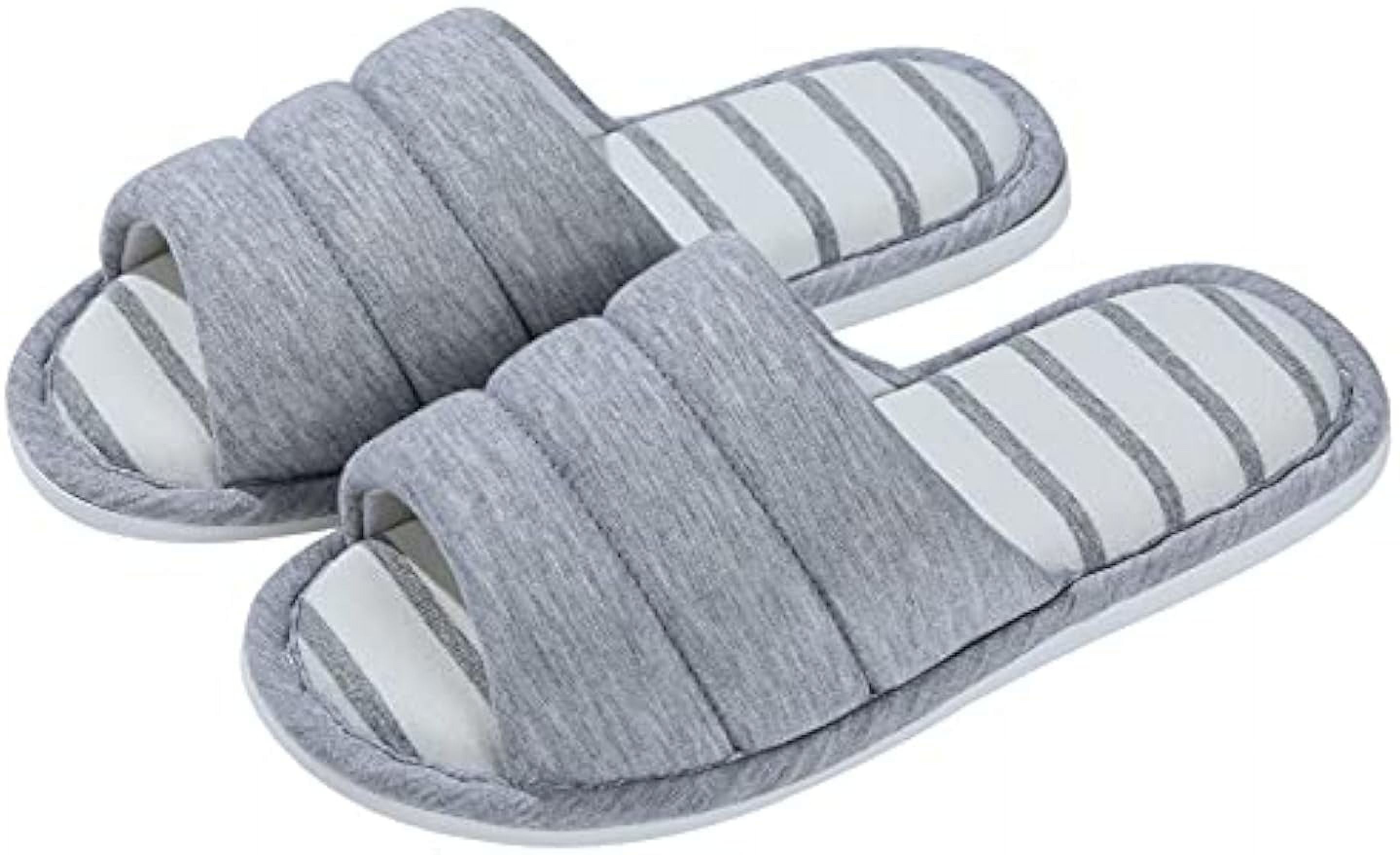 Women's Soft Indoor Slippers Open Toe Cotton Memory Foam Slip on Home Shoes House Slippers ...