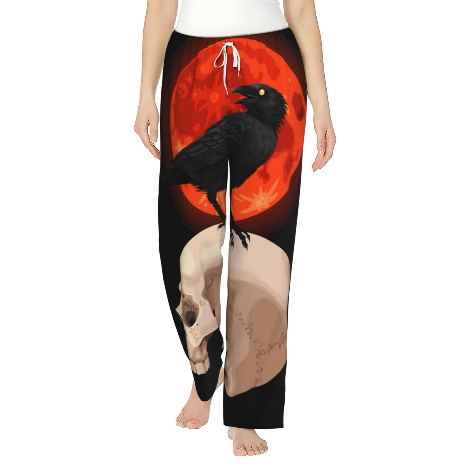 Women's Soft Pajama Pants Comfy Long Sleep Lounge Pockets, Raven Skull ...