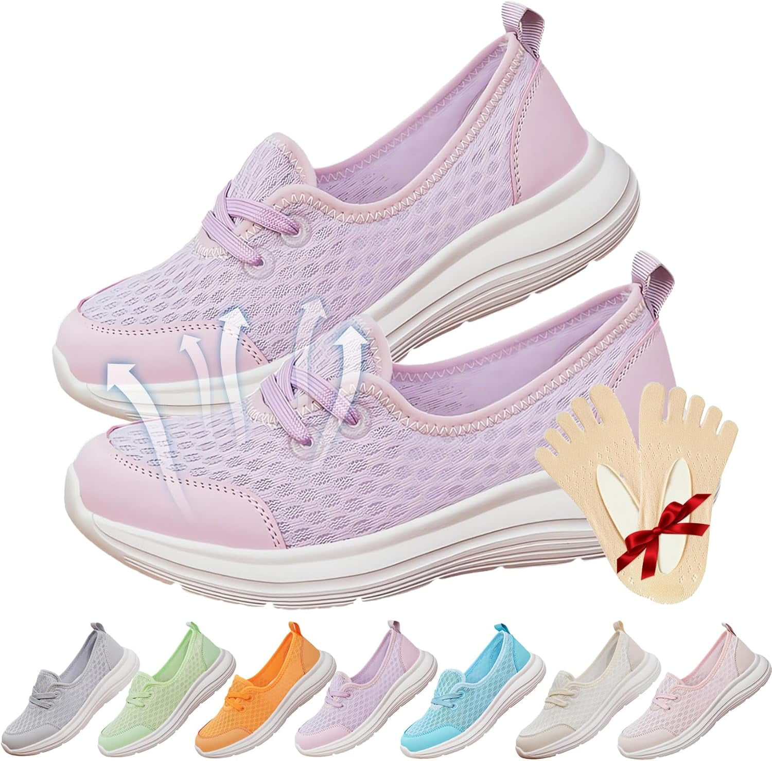 Women's Soft Sole Mesh Comfort Orthopedic Shoes - Slip-on Walking Shoes ...