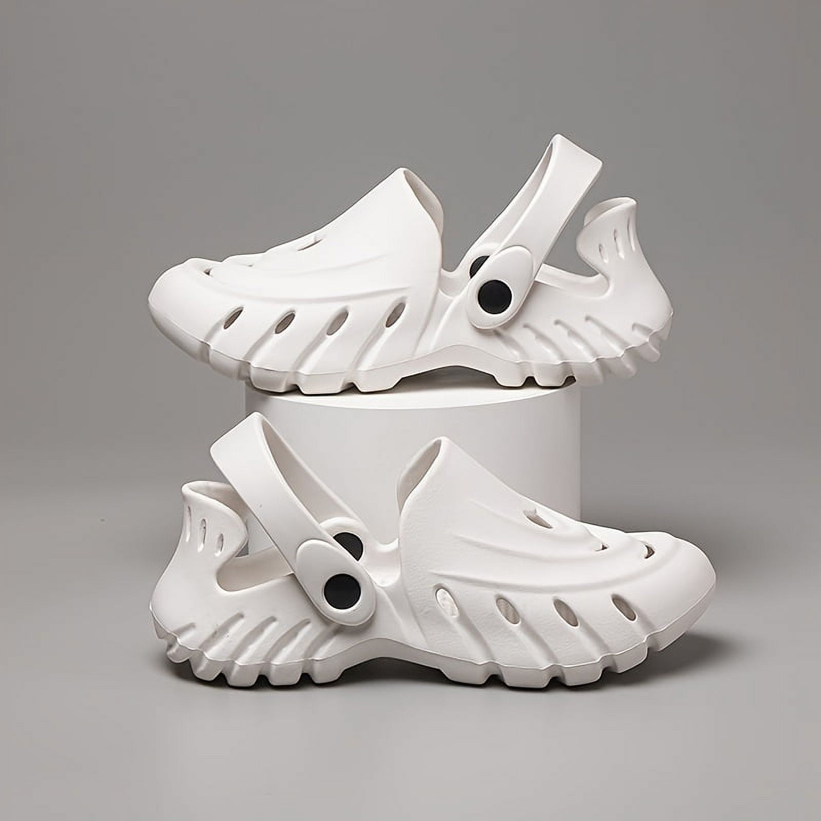 Women's Soft Sole Solid Color Casual Clogs, Platform Buckle Belt Daily ...