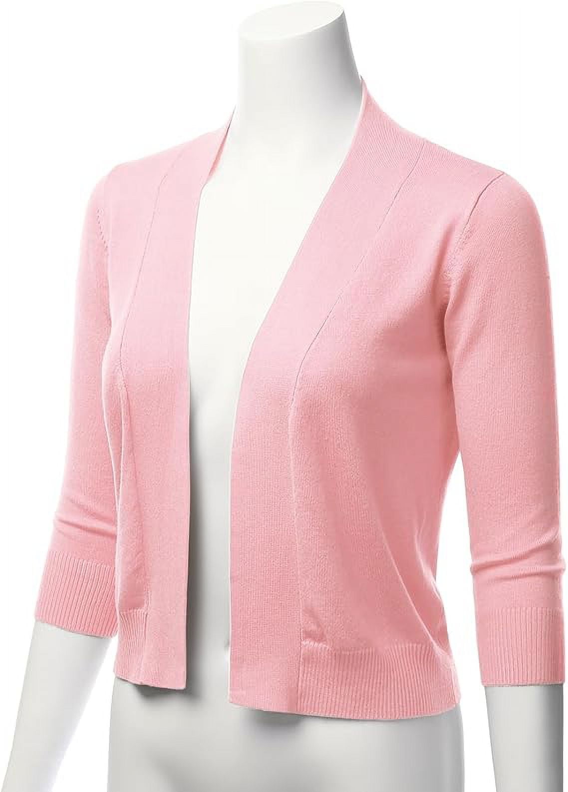 TheLovely Women's 3/4 Sleeve Solid Open Front Cropped Bolero Shurug ...