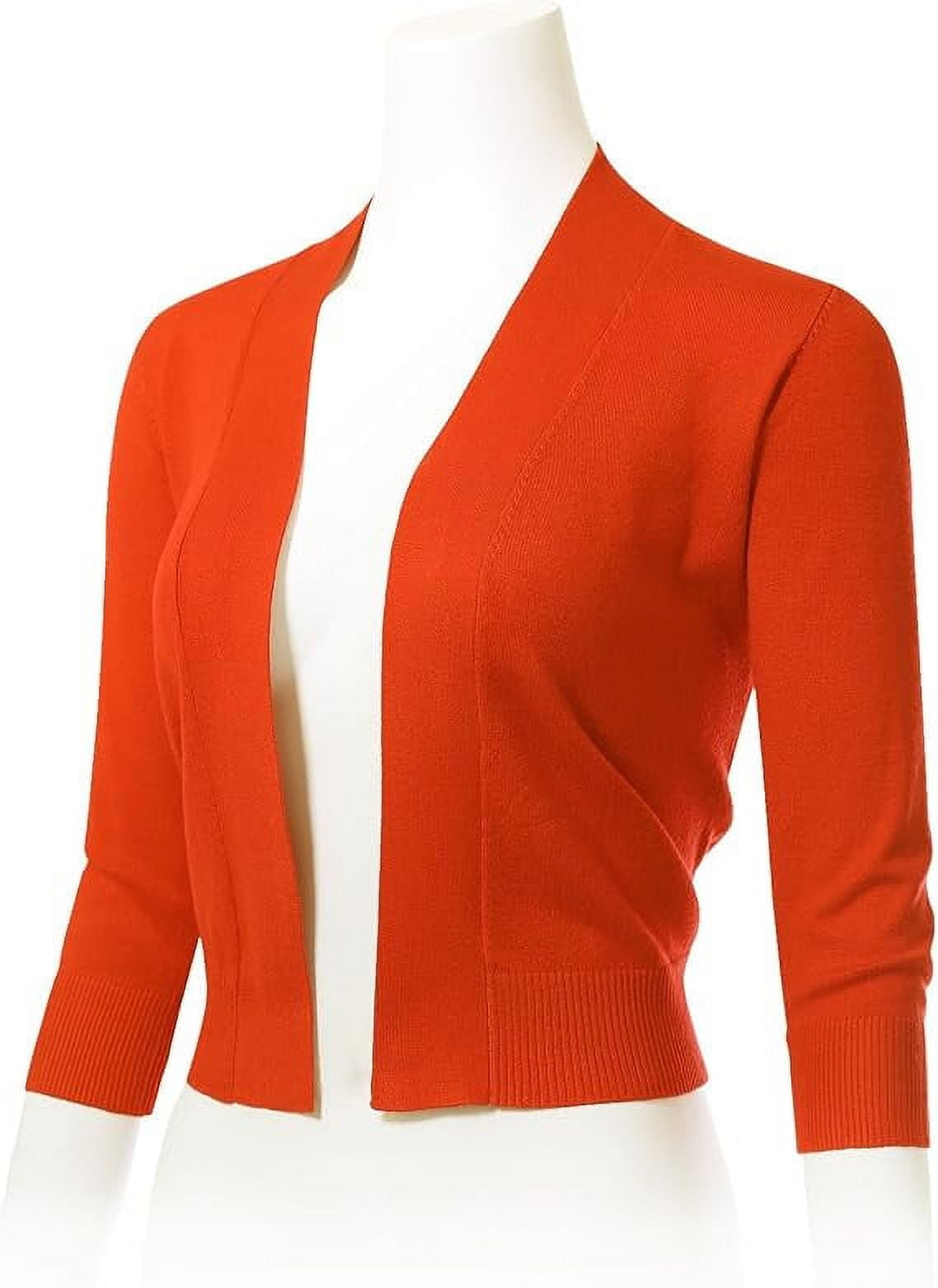 TheLovely Women's 3/4 Sleeve Solid Open Front Cropped Bolero Shurug ...