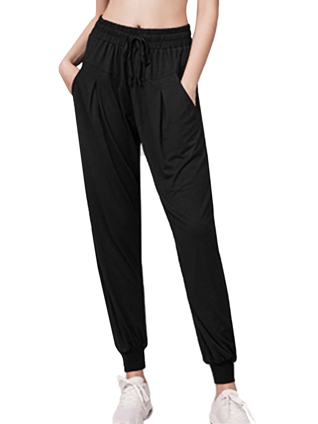 Women's Soft Stretch Athletic Workout Drawstring Pocket Joggers Pants ...