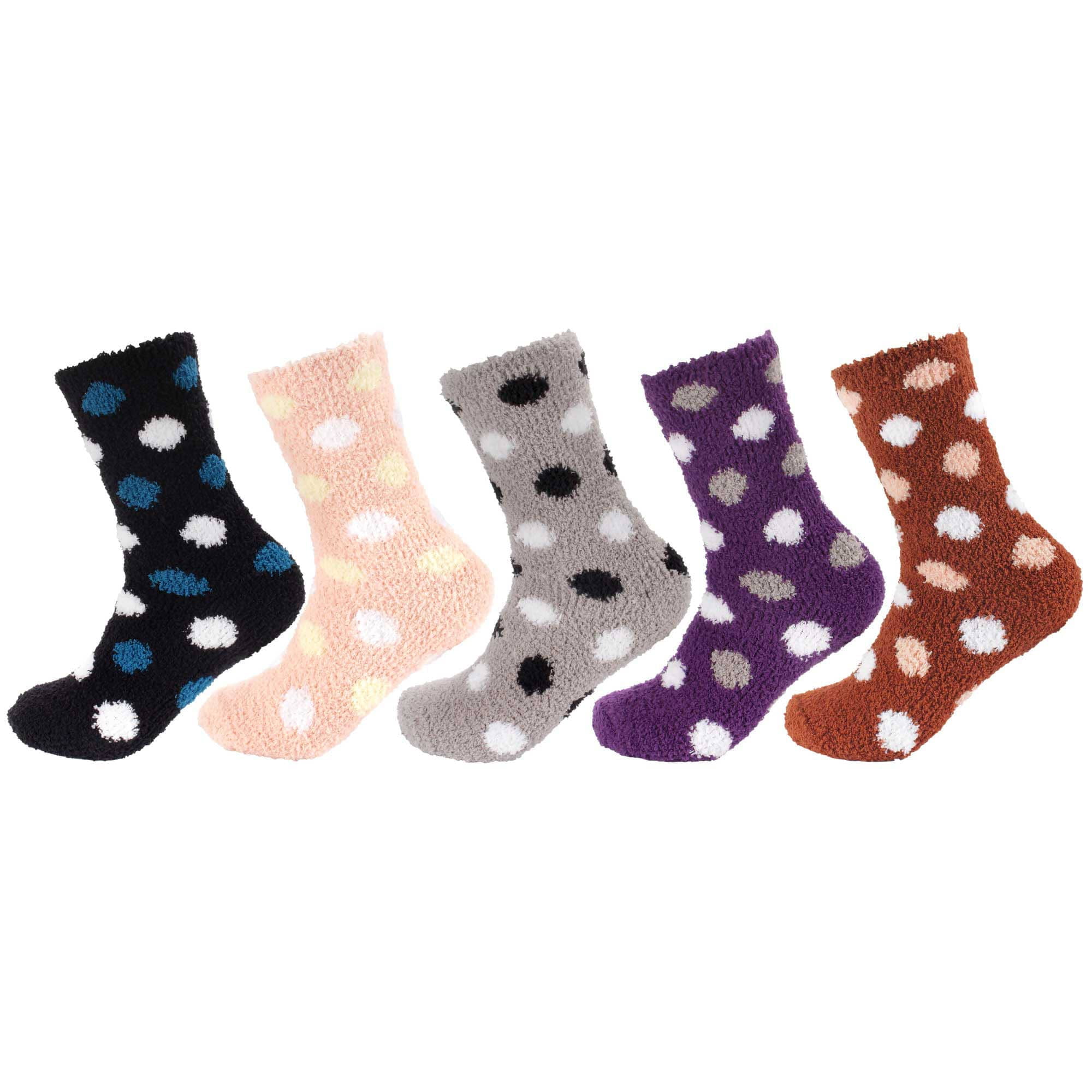 Women's Soft and Cozy Extra Large Fuzzy Assorted Crew Socks, 5 Pairs ...