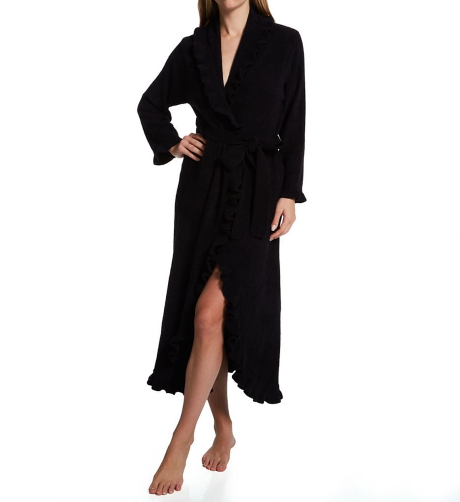 Women's Softies by Paddi Murphy 5700 Ruffle Robe (Black L) - Walmart.com