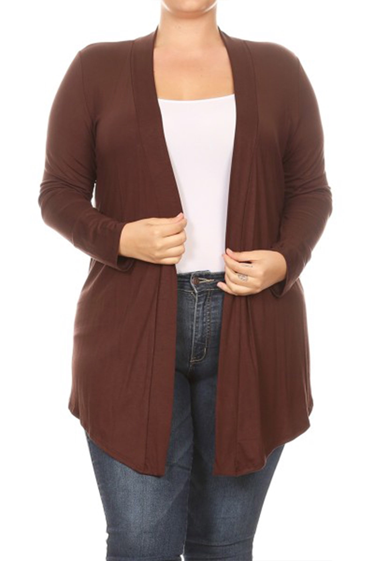 Moa Collection Women's Plus Size Relaxed Cardigan Sweater, Draped Open ...