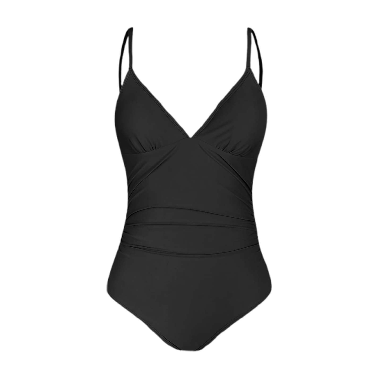 Women's Solid Color Bikini Swimsuit With Adjustable Straps And Open ...
