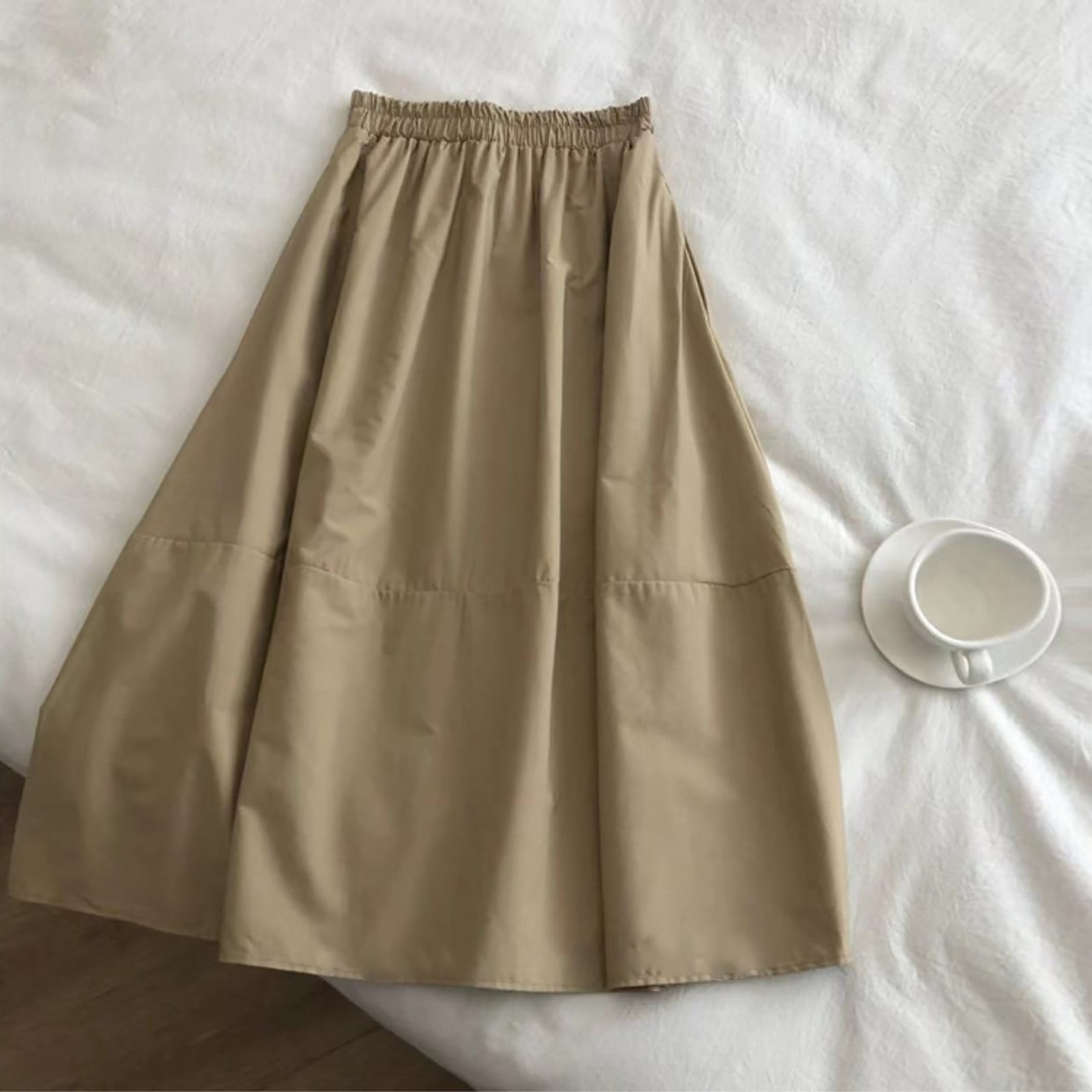 Women's Solid Color Casual Irregular Lacing Medium Length Large Swing A ...