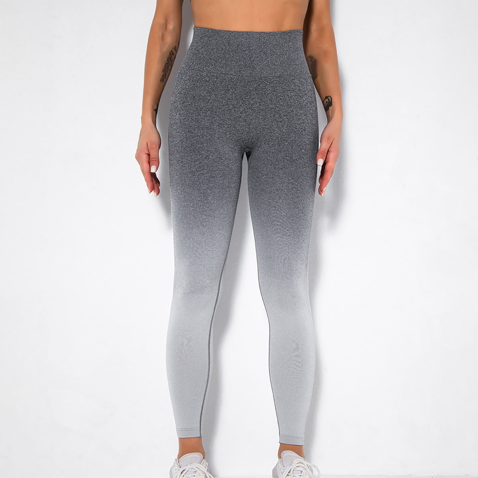 Women's Solid Color Gradient Span Ladies High Waist Wide Leg Sports ...