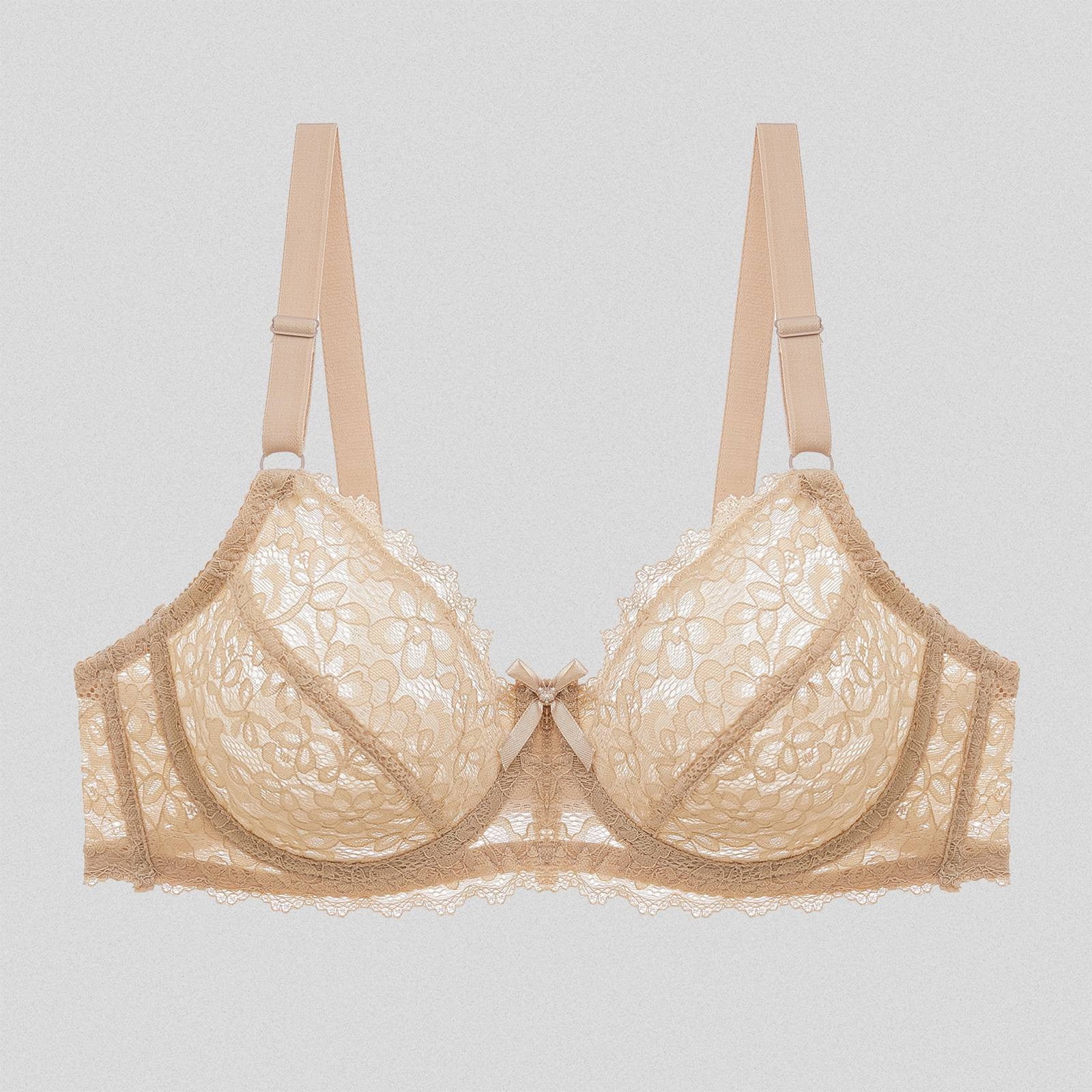 Women's Solid Color Pattern Hollow Underwear Sexy Lace Bra Comfort Bras ...