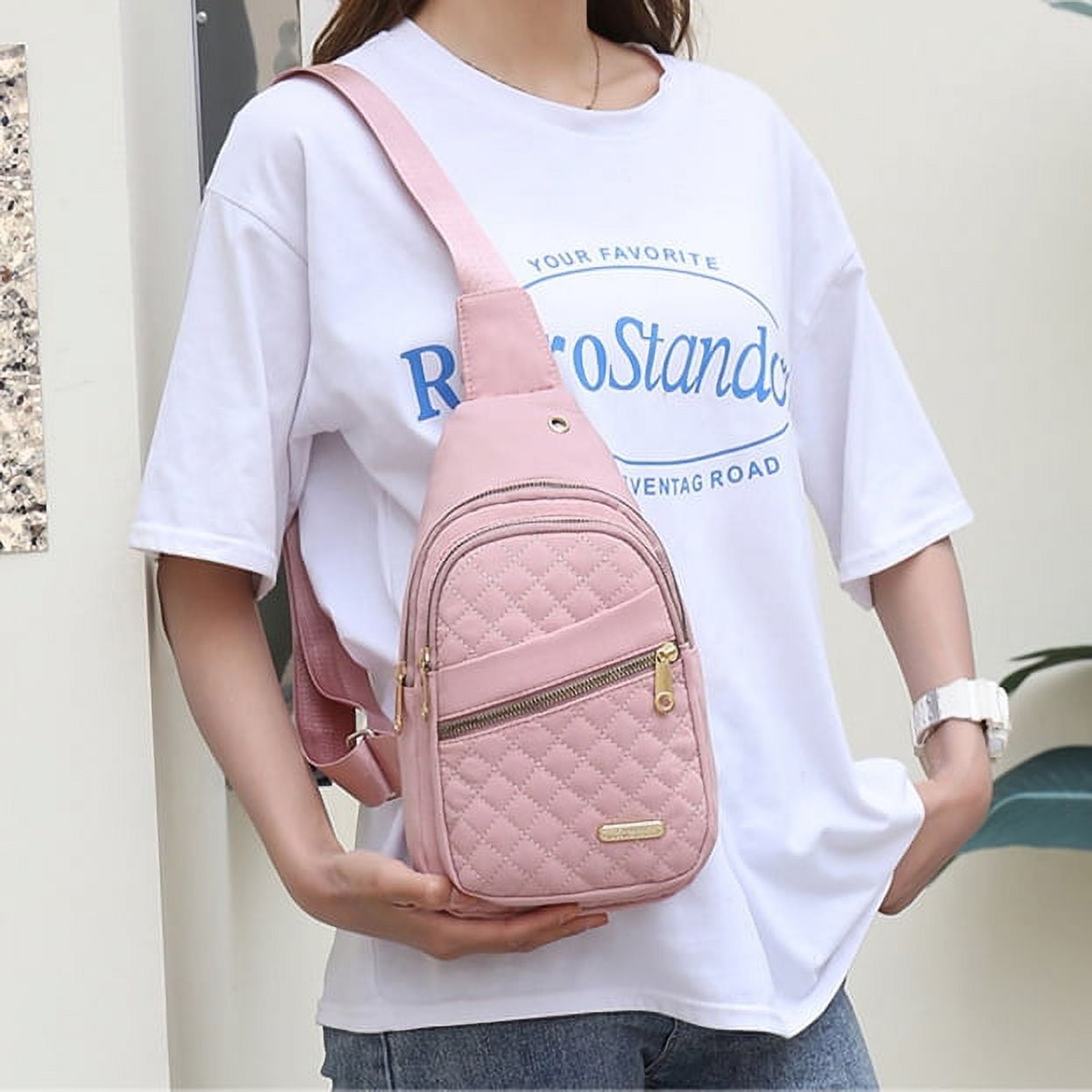 Women's Solid Color Quilted Design Fanny Pack, Fashionable Trendy Sling ...