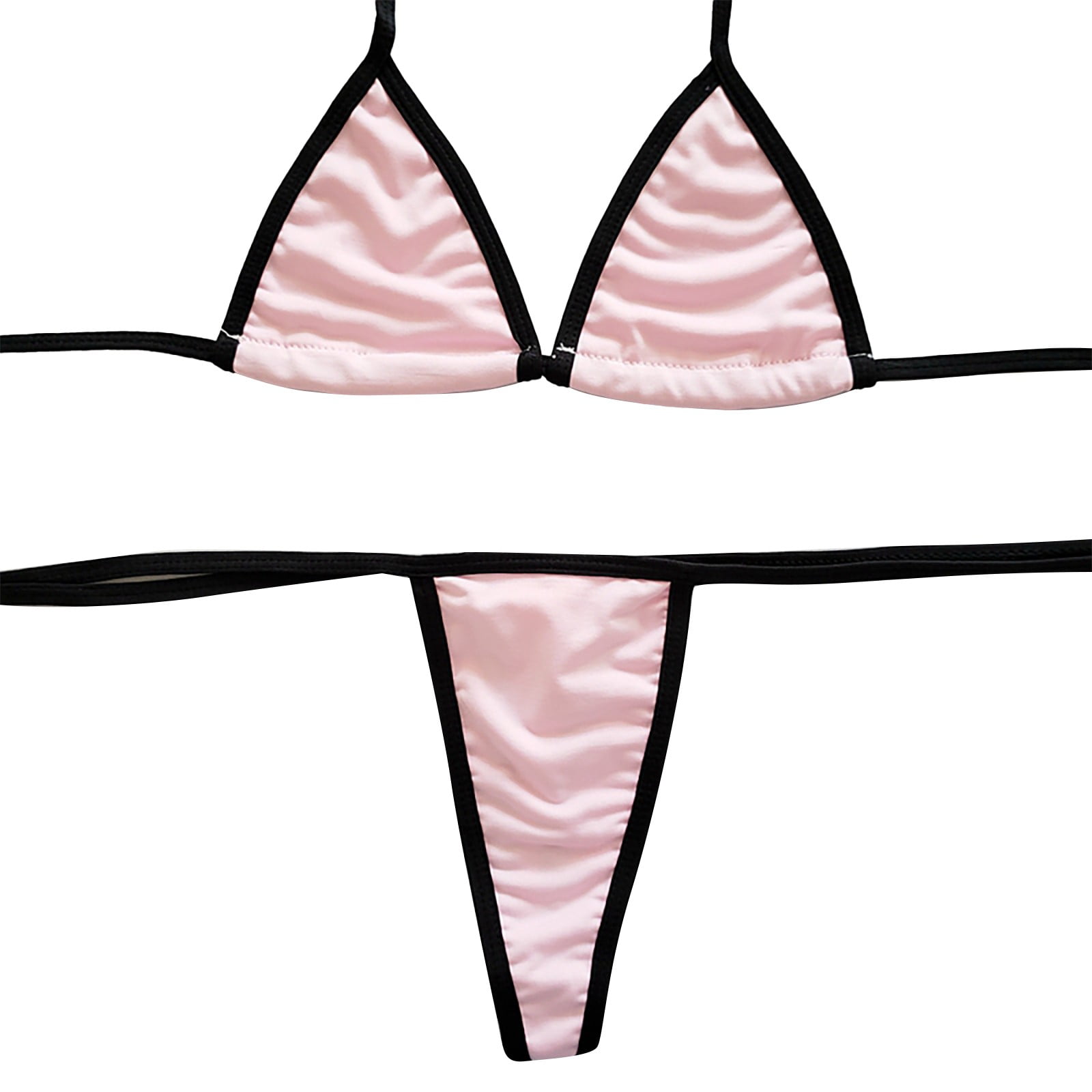 Womens Solid Color Sexy Three Point Thong Bikini Swimsuit Strapless Bikinis For Women Womens