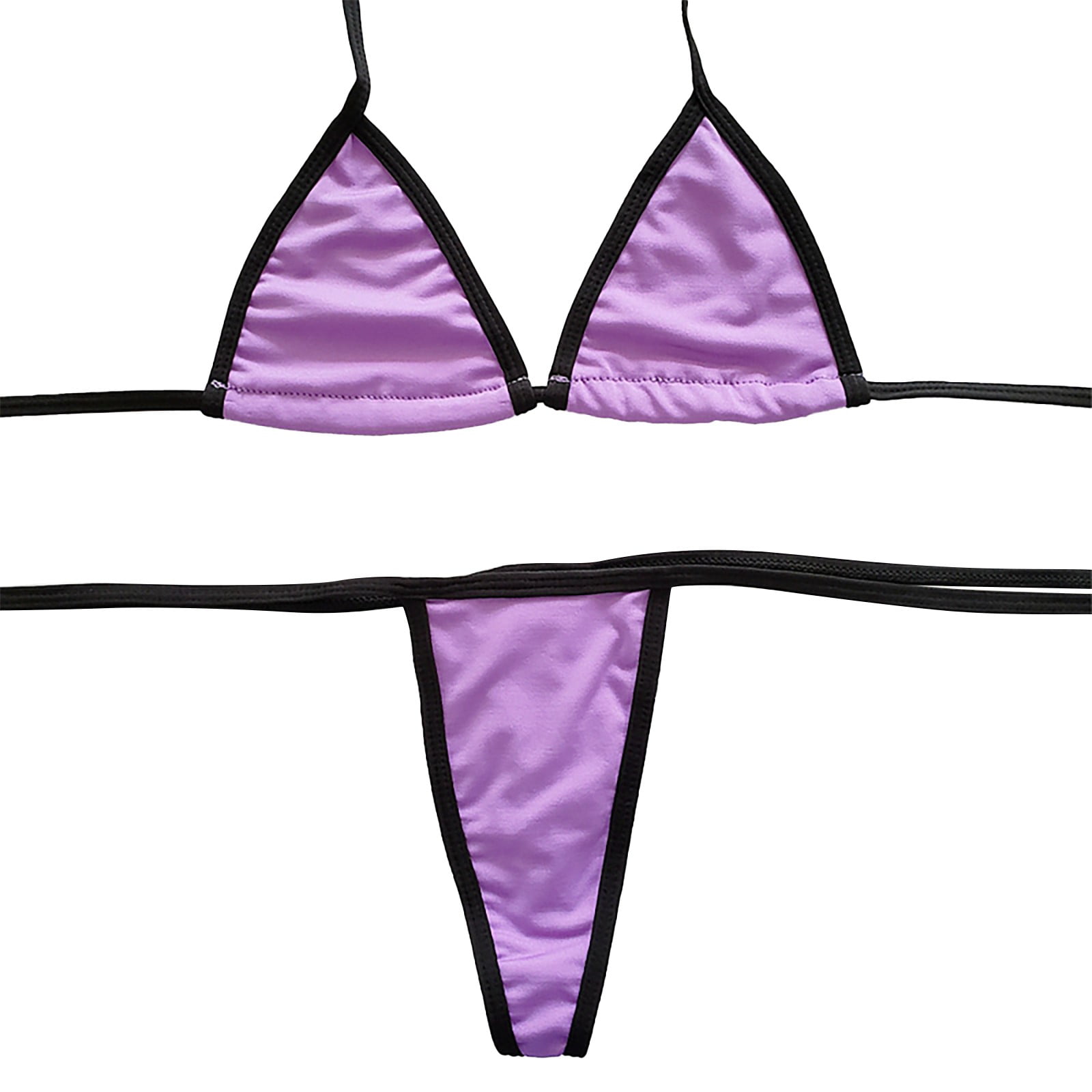 Womens Solid Color Sexy Three Point Thong Bikini Swimsuit Strapless Bikinis For Women Womens