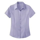 Women's Solid Color Short Sleeve Shirt, Korean Style Slim Fit Button ...