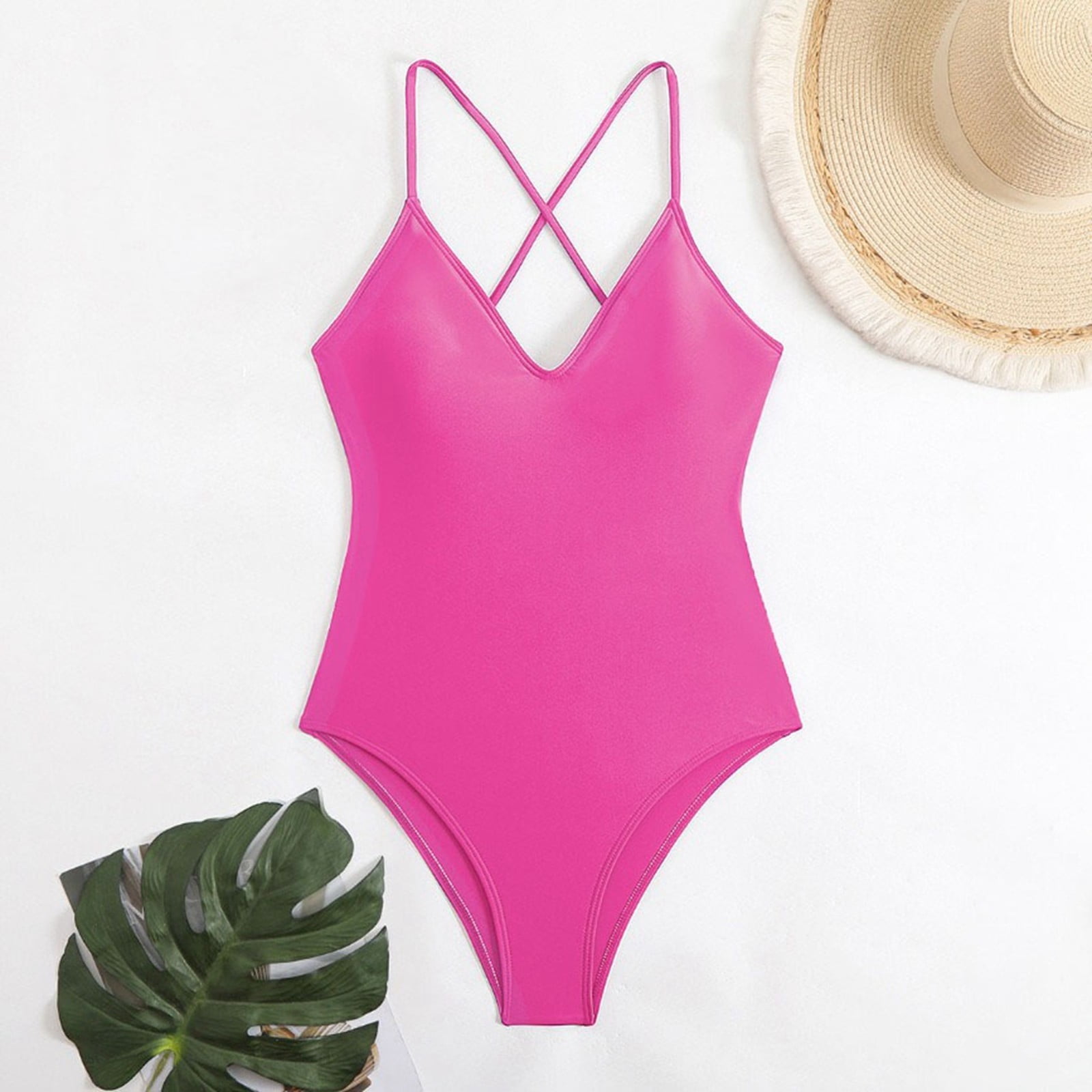 Women's Solid Color Skinny Slim Swimsuit Bikini Men's Swimming Pool ...
